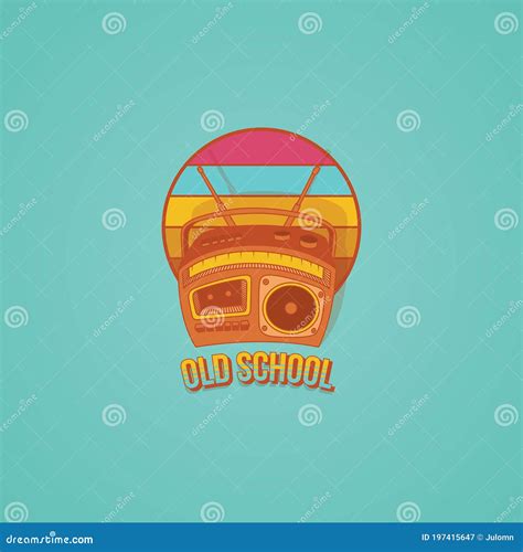 Old School Radio Illustration Logo Idea Concept 90s Stock Illustration