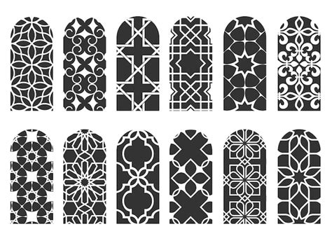 Premium Vector Arabian Arc Windows Shapes With Islamic Patterns
