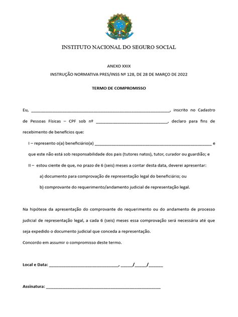Inss Termo De Compromisso Pdf