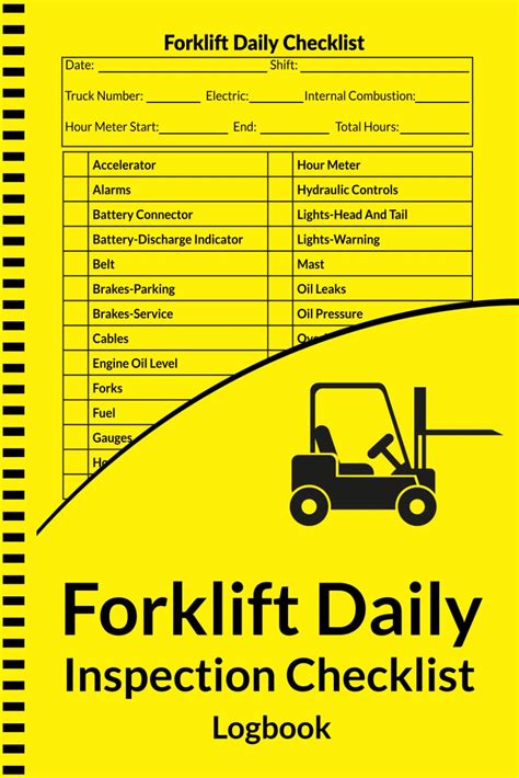 Buy Forklift Daily Inspection Checklist Log Book Equipment Safety