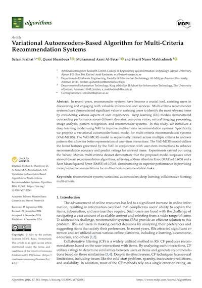 Variational Autoencoders Based Algorithm For Multi Criteria