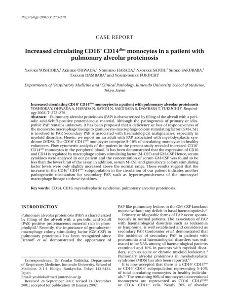 Pdf Increased Circulating Cd16 Cd14dim Monocytes In A Patient