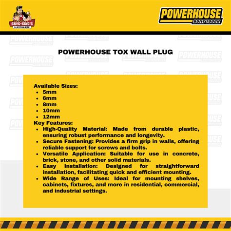 Powerhouse Tox Wall Plug Savg Kings Hardware Trading