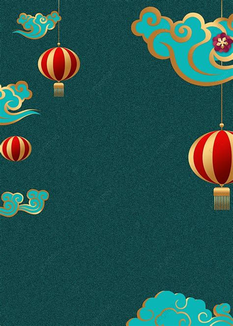 Green Clean Cloud Background Xiangyun Green Lantern Background Image