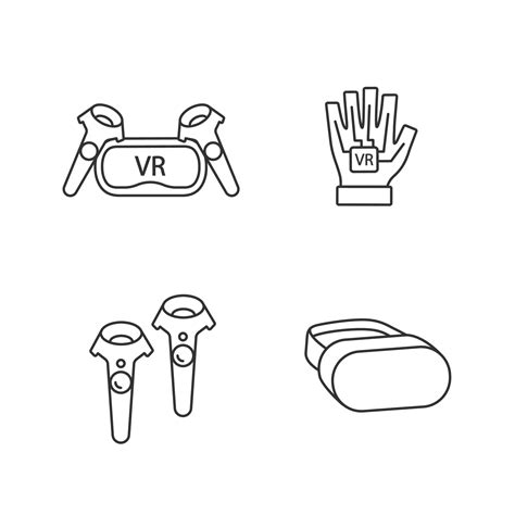 Virtual Reality Devices Linear Icons Set Vector Art At Vecteezy