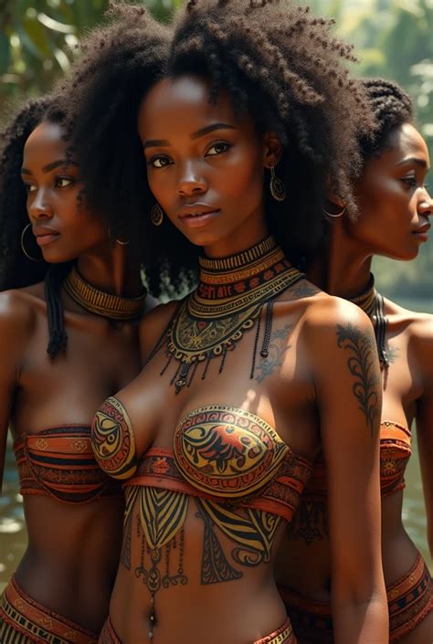 African Women With Tattoo On Belly Seaart Ai