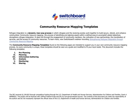 Community Resource Mapping Templates Switchboard