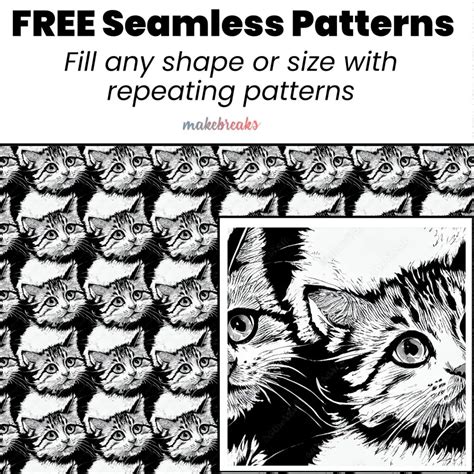 Black And White Kitten Seamless Repeating Pattern Tile Make Breaks