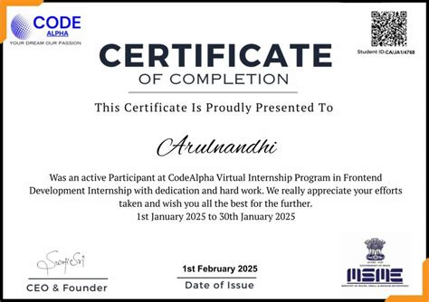 Arulnandhi Kumaralingam On Linkedin Codealpha Frontenddevelopment