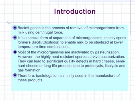 Bactofugation Of Milk Ppt