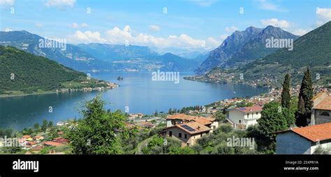 Lake Iseo Italy And The Tourist Island Of Monte Isola At Its Center