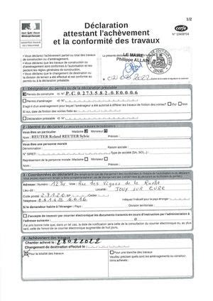 Calaméo Déclaration attestant l achèvement et la conformité des