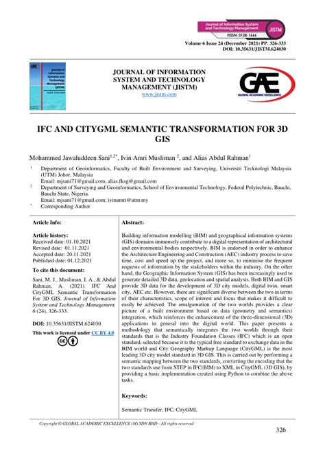 Pdf Ifc And Citygml Semantic Transformation For 3d Gis