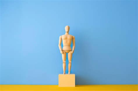 Premium Photo Mannequin In The Shape Of A Man Alone Isolated Blue Background