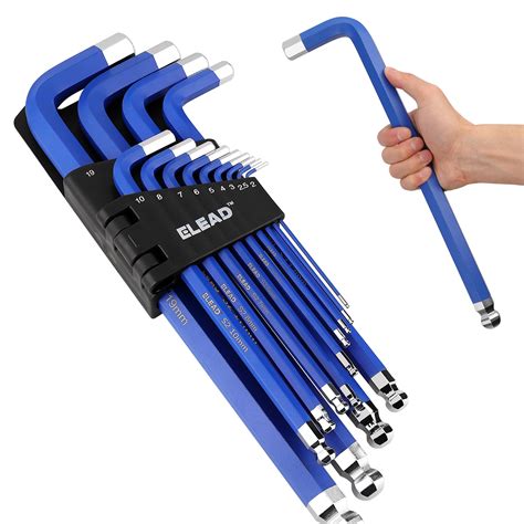 Elead Jumbo Hex Key Allen Wrench Set 13 Piece Metric 2 19mm Long