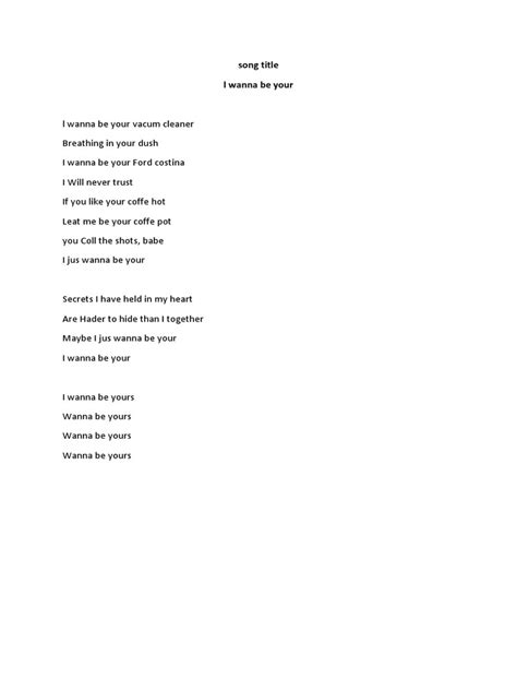 Song Title L Wanna Be Your Pdf