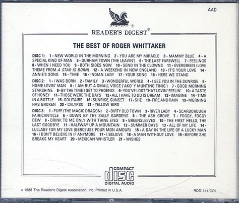 The Best Of Roger Whittaker 3 Cd His Greatest Hits And Finest
