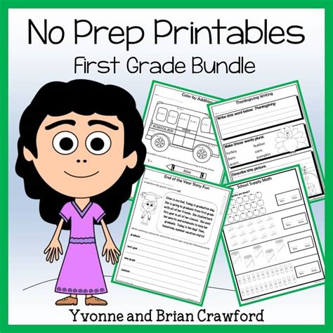 1st Grade Math And Literacy No Prep Printables Bundle Skills Review