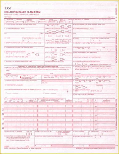 1500 Claim Form Template