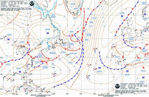 North Atlantic Mslp Latest Synoptic Analysis Colour Chart