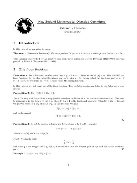 Bertrands Theorem Prime Number Abstract Algebra
