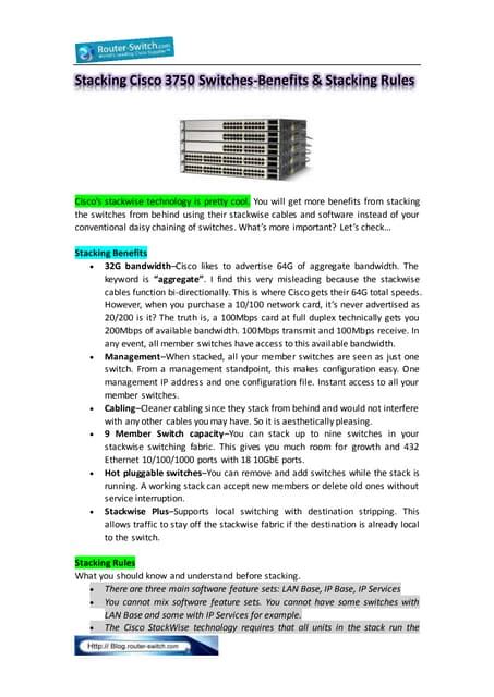 Stacking Cisco 3750 Switches Benefits And Stacking Rules Docx