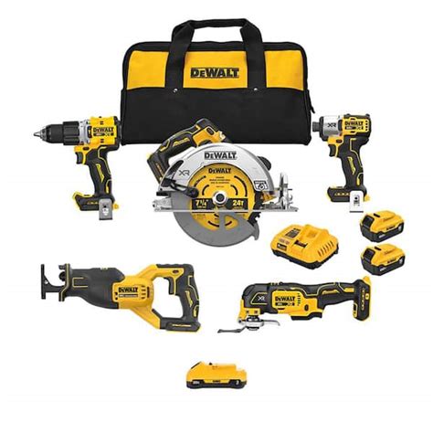 Dewalt 20v Lithium Ion Cordless 5 Tool Combo Kit With 2 50 Ah