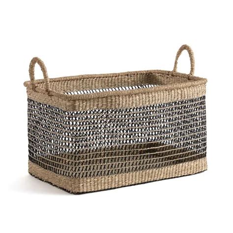 Kezia Rectangular Woven Grass Basket Woven Grass Storage Baskets