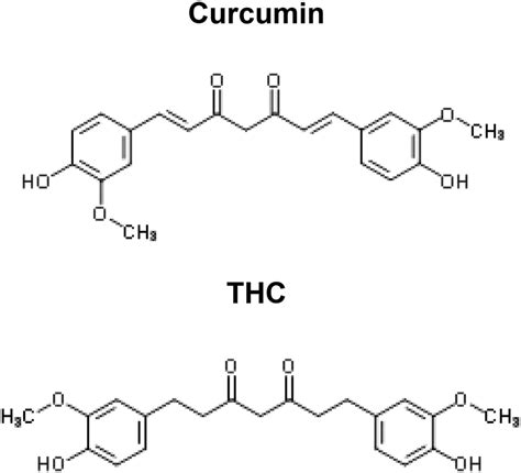 Chemical Structures Of Curcumin And Tetrahydrocurcumin Thc Download