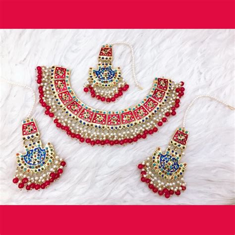 Royal Blue Thappa Kundan Meenakari Set Carat Vogue