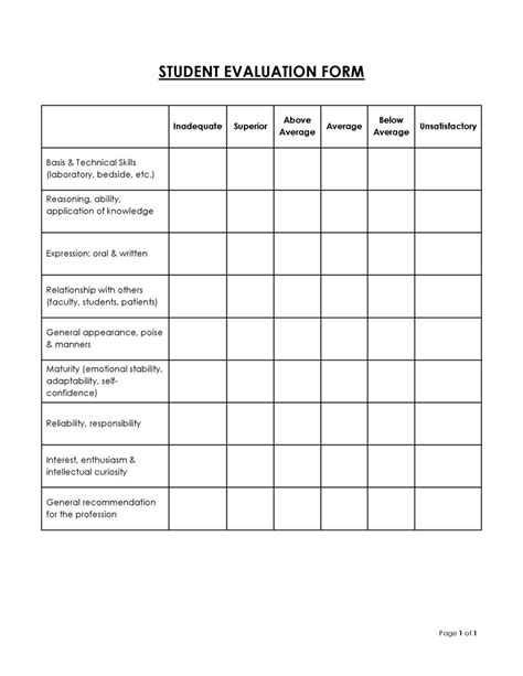 13 Free Student Evaluation Form Templates
