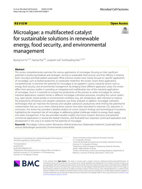 Pdf Microalgae A Multifaceted Catalyst For Sustainable Solutions In Renewable Energy Food