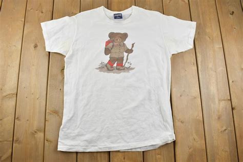 Vintage 1990s Hiking Teddy Jansport Souvenir T Shirt Streetwear