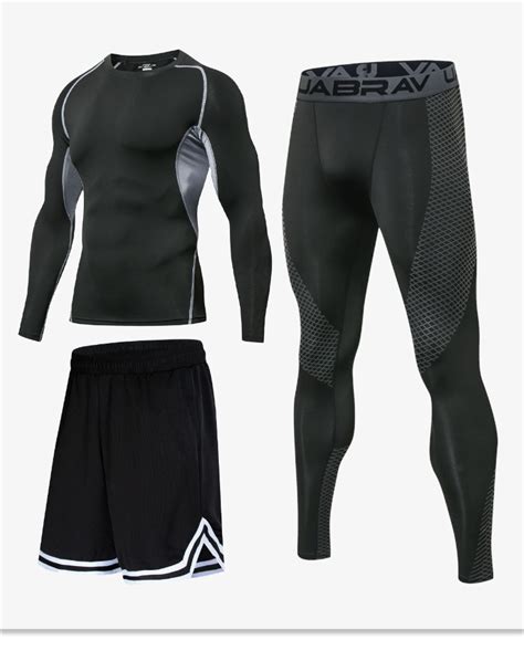 Mens Compression Running 3 Piece Set Fitness Tight Sport Suit Outdoor