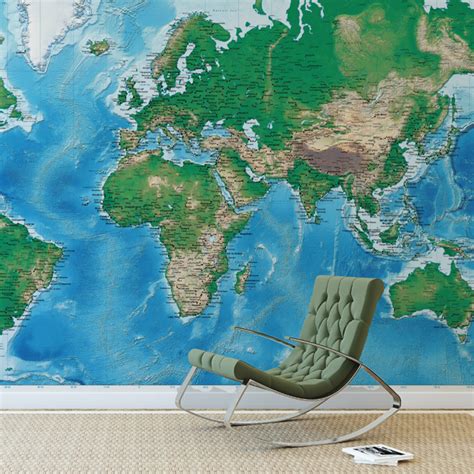 Detailed World Physical Map Mural Map Murals World Map Mural Map Porn