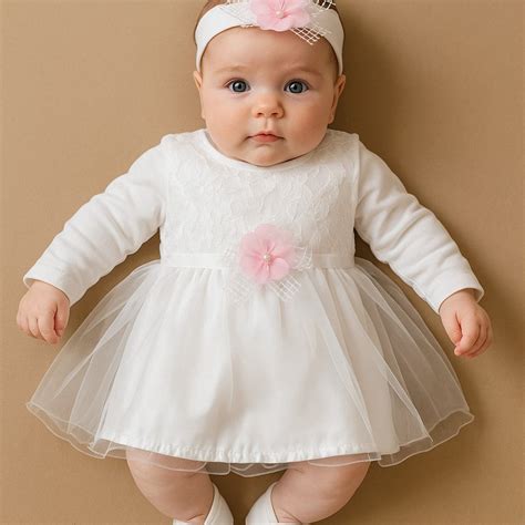 Lorey Medtec Taufkleid Mädchen Outfit Set Größe 56 Body Kleid Schuhe Stirnband Weiß