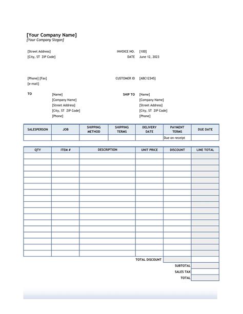 Blank Purchase Order Form
