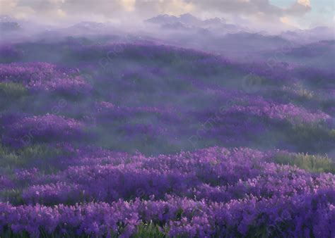 Purple Wildflower Meadows Grow All Over The Hill Background Purple