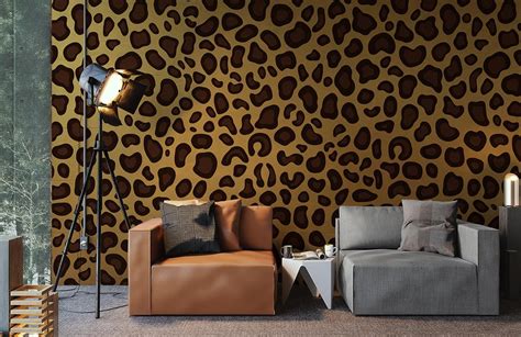 Luxury Leopard Print Wallpaper Exotic Brown Patterned Interior Design