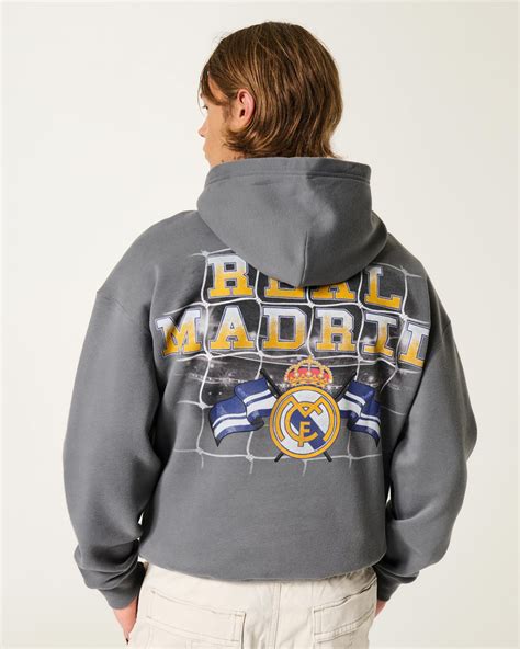 Hollister Real Madrid Cf Graphic Hoodie In Grey For Men Lyst Uk