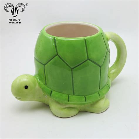 Unique Handmade Green Ceramic Turtle Mug