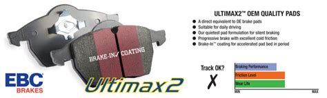 Ebc 13 Lexus Es300h 25 Hybrid Ultimax2 Rear Brake Pads Ud1212