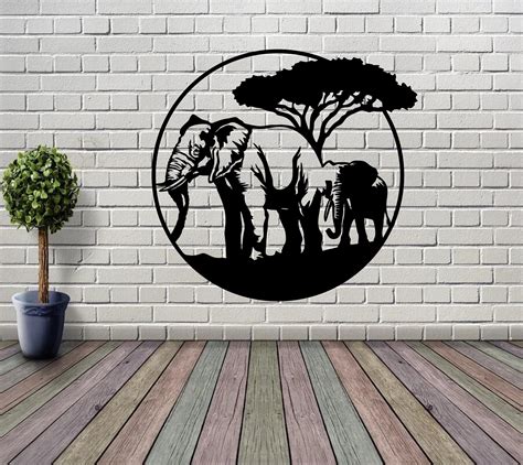 Elephant Scene Dxf Safari Cut File For Laser Plasma Cnc Metal Decor