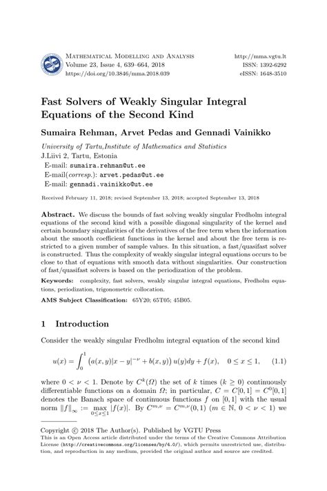Pdf Fast Solvers Of Weakly Singular Integral Equations Of The Second Kind