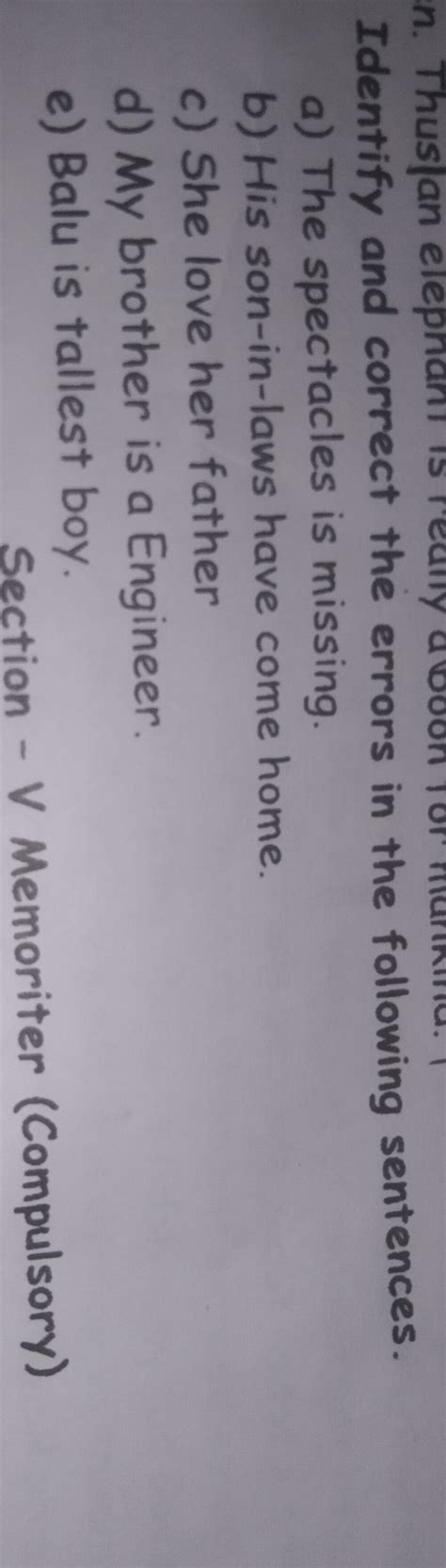 Identify And Correct The Errors In The Following Sentences A The Specta