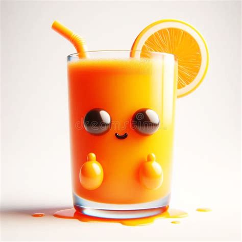 3d Funny Orange Juice Cartoon On White Background Stock Illustration