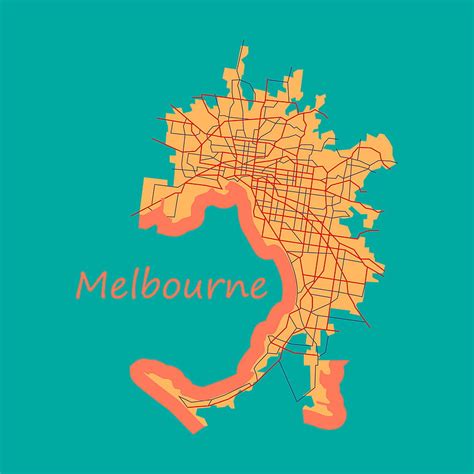 Melbourne Australia Map In Retro Style Flat Vector Eps Ai Uidownload