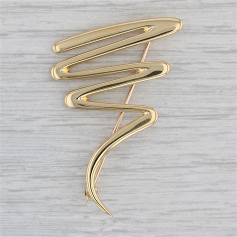 Tiffany Paloma Picasso Squiggle Zig Zag Brooch 18k Yellow Gold Pin Pou