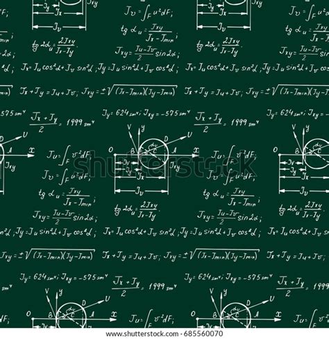 Physical Seamless Pattern Equations Figures Outline Stock Vector Royalty Free 685560070
