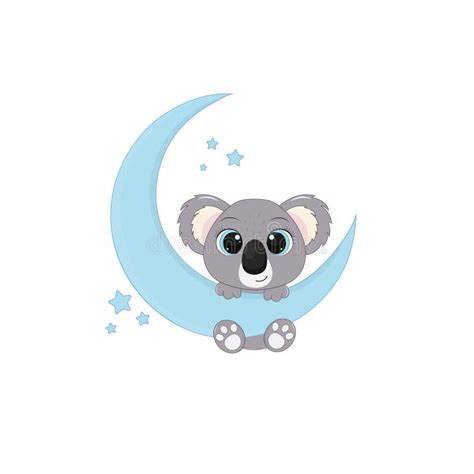 Cartoon Cute Koala On The Moon Vector Illustration For Design And Print Stock Vector
